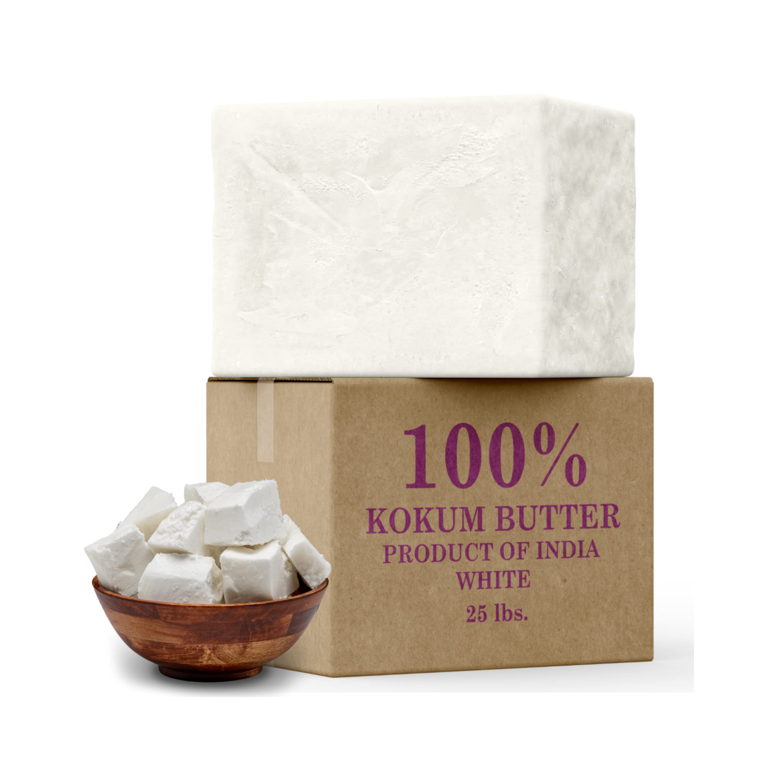 Raw Kokum Butter 3 lbs. Bulk 100% Pure Natural - Great for Skin, Body and Hair Moisturizer, DIY Creams, Balms, Lotions and Soap Making.