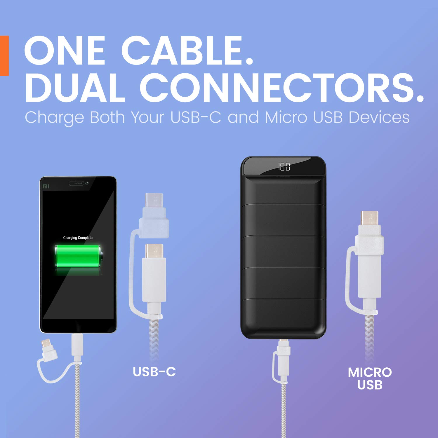 ReTrack Helix Braided Nylon USB-A to USB-C Charge & Sync Cable, Micro USB, Black, 5 ft (ETHACM10WT)