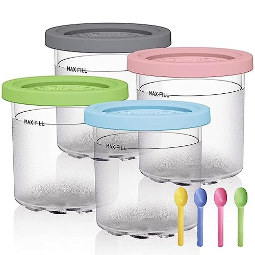 ChooKaChoo Containers Replacement for Ninja Creami Pints and Lids, Compatible with NC301 NC300 NC299 Series Ice Cream Maker, Leak-proof Lids, BPA Free, Dishwasher Safe