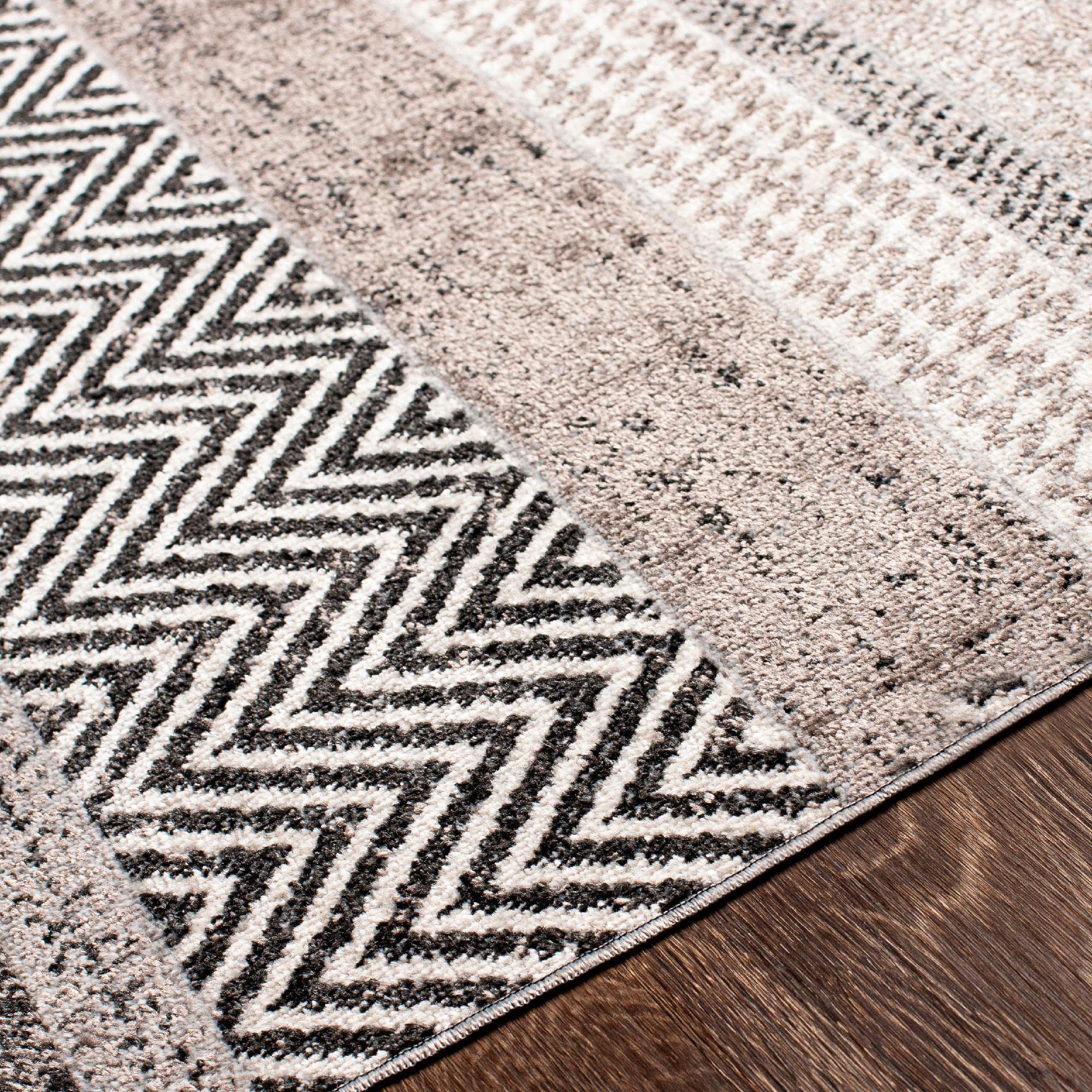 Mark&Day Washable Rugs, 8x10 Sandborn Modern Medium Gray Area Rug, Black Grey Beige Carpet for Living Room, Bedroom or Kitchen (7'10" x 10', Machine Washable)