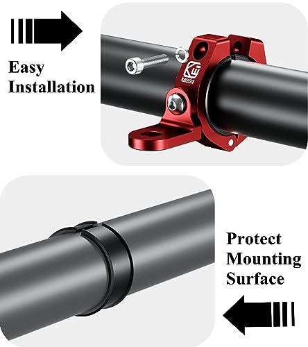 BRCOVAN Whip Light Flag Mount Solid Aluminium Alloy Light Bar Mounts Mounting Bracket Tube Clamp Fit on 1.5''/1.65''/1.75''/1.85''/2'' Roll Cage Bull Bar Roof Rack for ATV UTV Truck (Red)