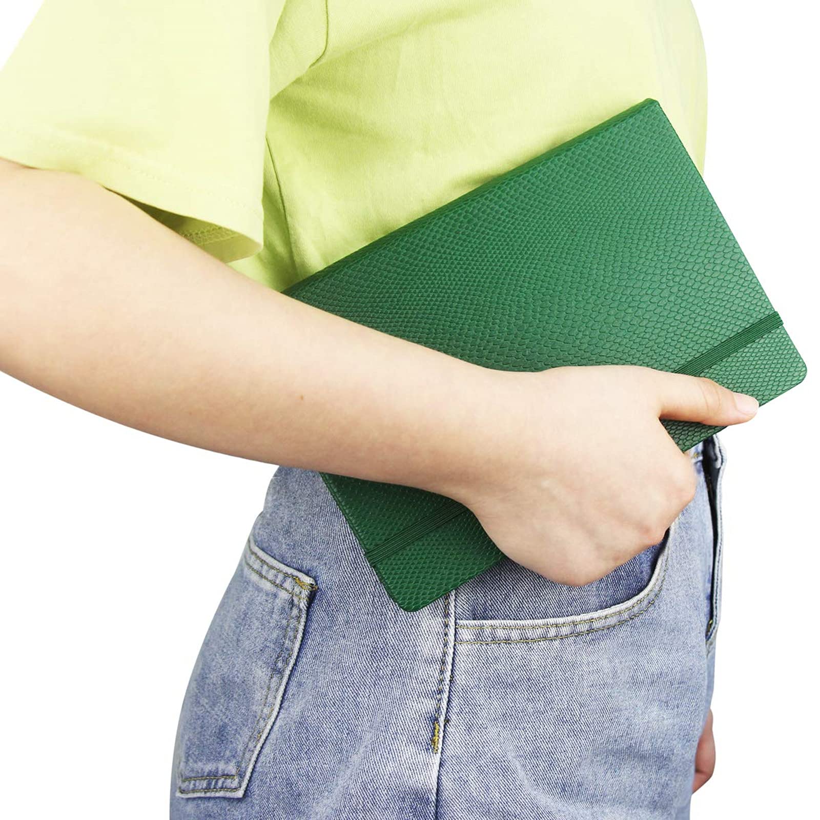 ai-natebok Hardcover Notebook Journal Lined Journal for Writing, 180° Lay Flat Design,Thick Paper with Back Pocket, Elastic Closure,192 Pages, 5.7 x 8.3 Inch (Green, Ruled)