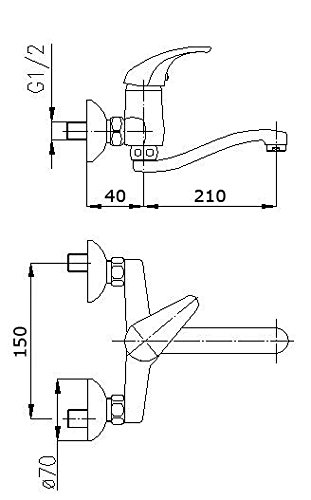 Bathroom Bath/Kitchen Mixer Water Tap Chrome-plated Wall Mounted