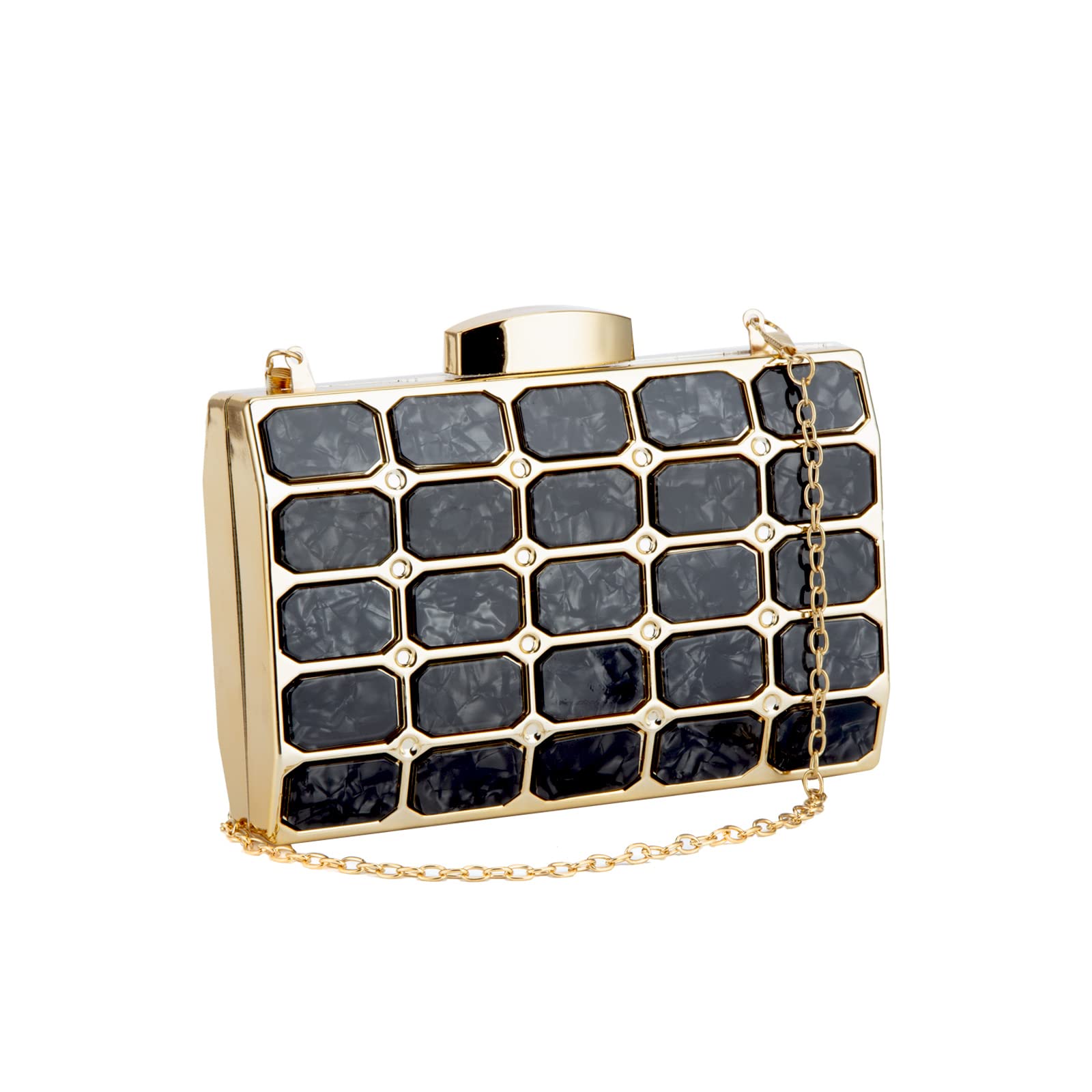 Gripit Acrylic Small Cube Clutch Purse for Women Black Clutch Purse Formal Fancy Purses Evening Clutch Handbag for Banquet