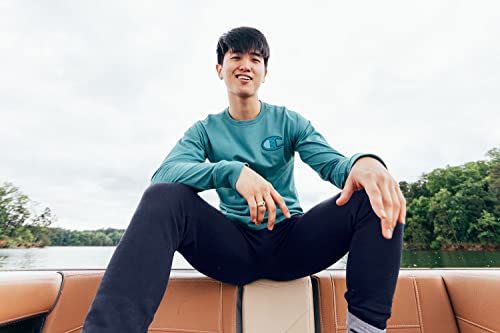 Champion Long Sleeve, Classic T-Shirt for Men (Reg. or Big & Tall), Black Script, X-Large