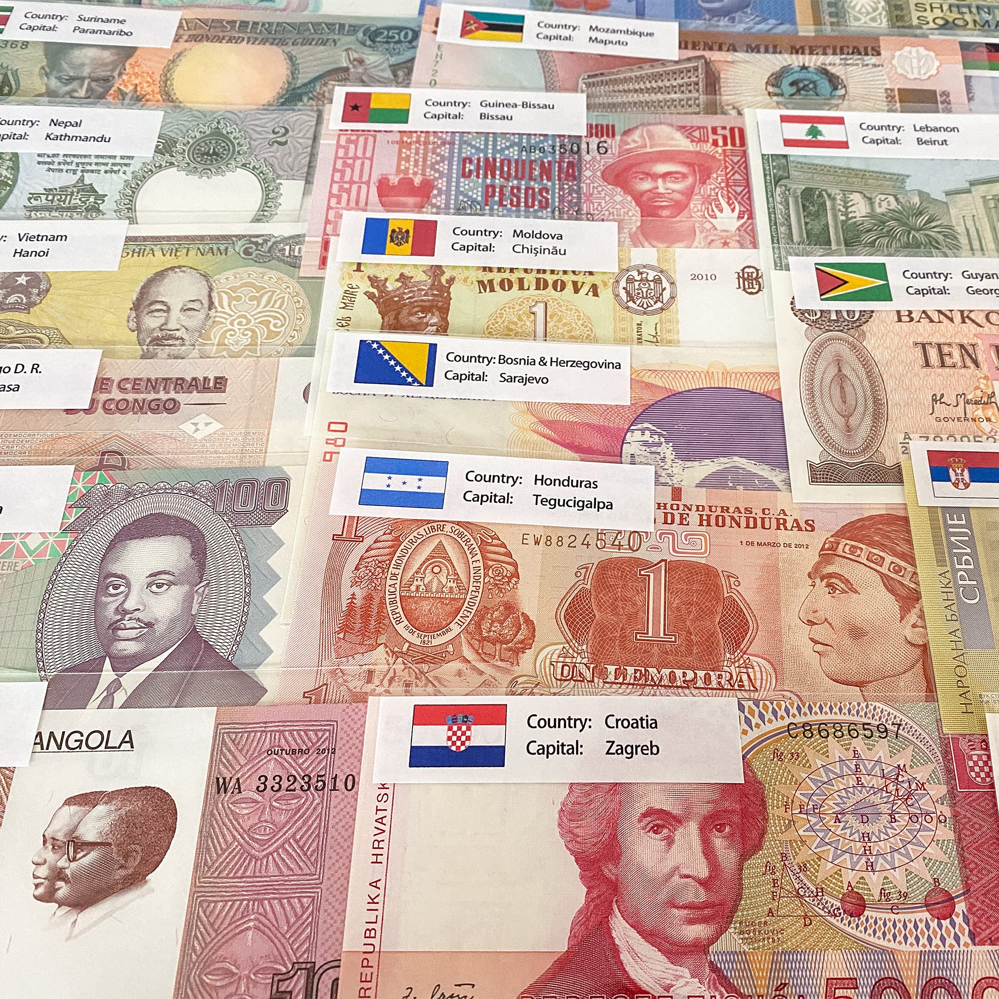 BNCollectibles 50 World Banknotes from 50 Countries β Nice Variety, Expand Your Currency Collection β Authentic, Uncirculated, Suitable for Collectors