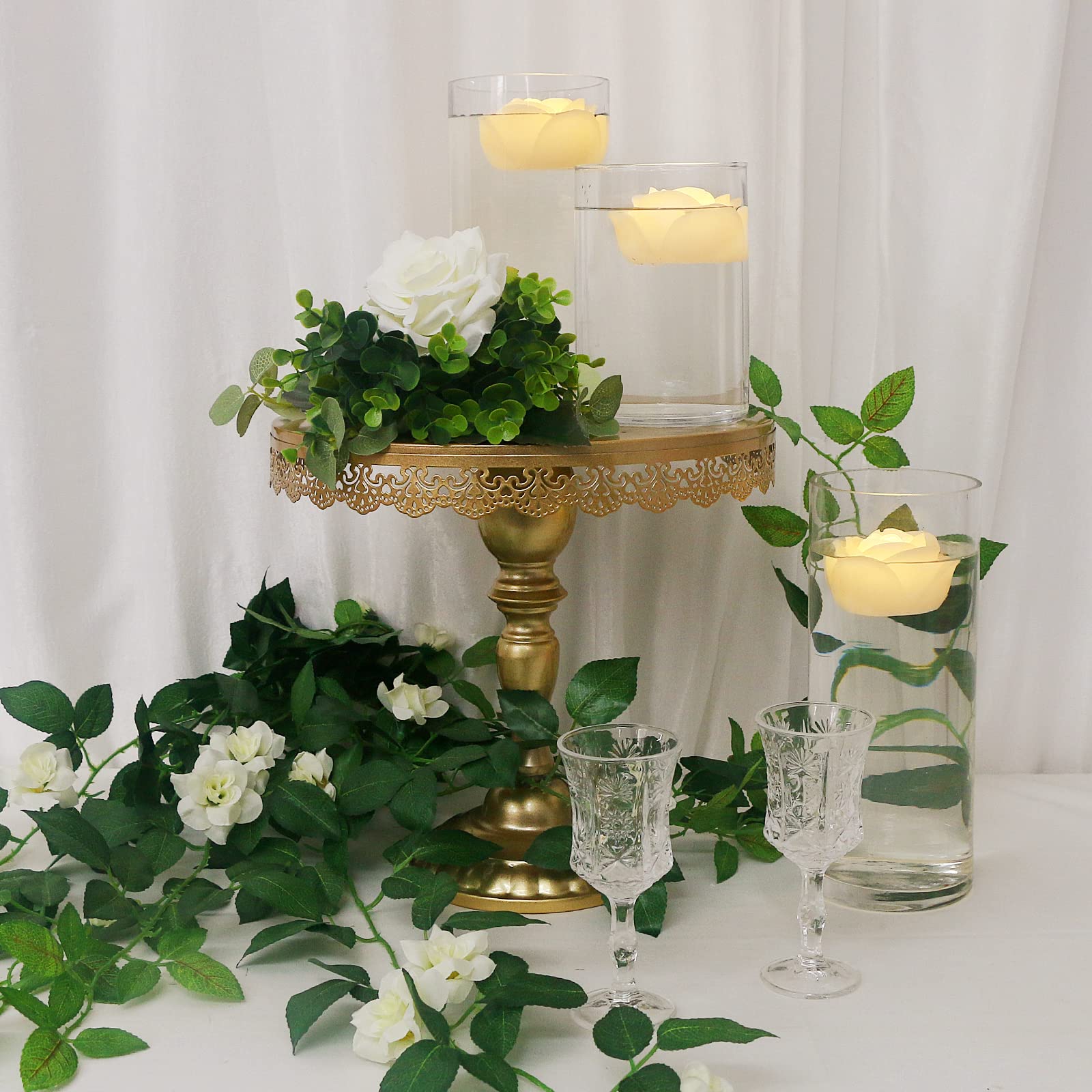 ARDUX Pack of 12 LED Floating Candles - Flameless Floating Rose Tea Lights Waterproof Flower Wax Candles Battery-Powered for Wedding Centerpieces Pool Party Decoration