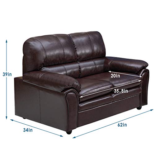 PayLessHere Sleeper Contemporary Sofa Couch for Living Room Furniture Modern Futon (Loveseat), Brown