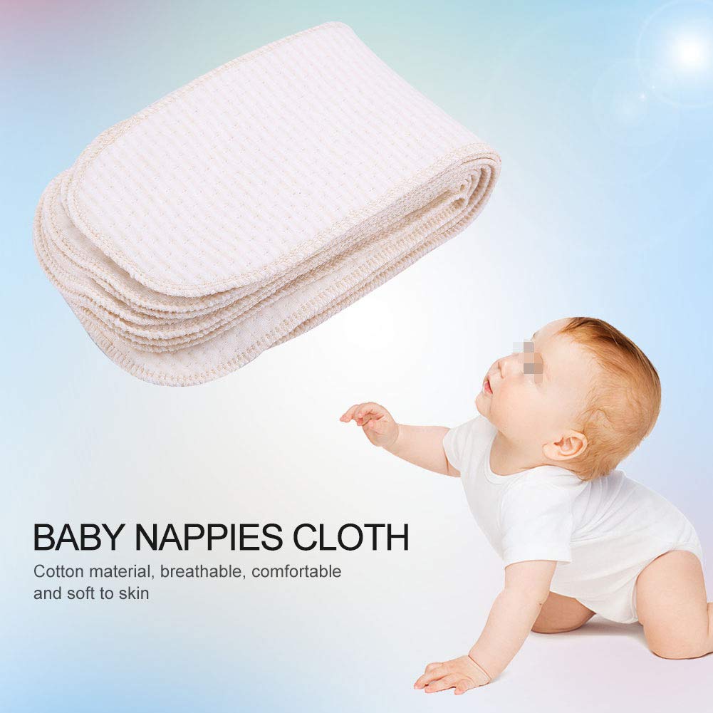 Reusable Cloth Diaper Inserts, 10Pcs Breathable Cotton Baby Nappies Newborn Washable Absorbent Nappy Liners for Babies and Toddlers