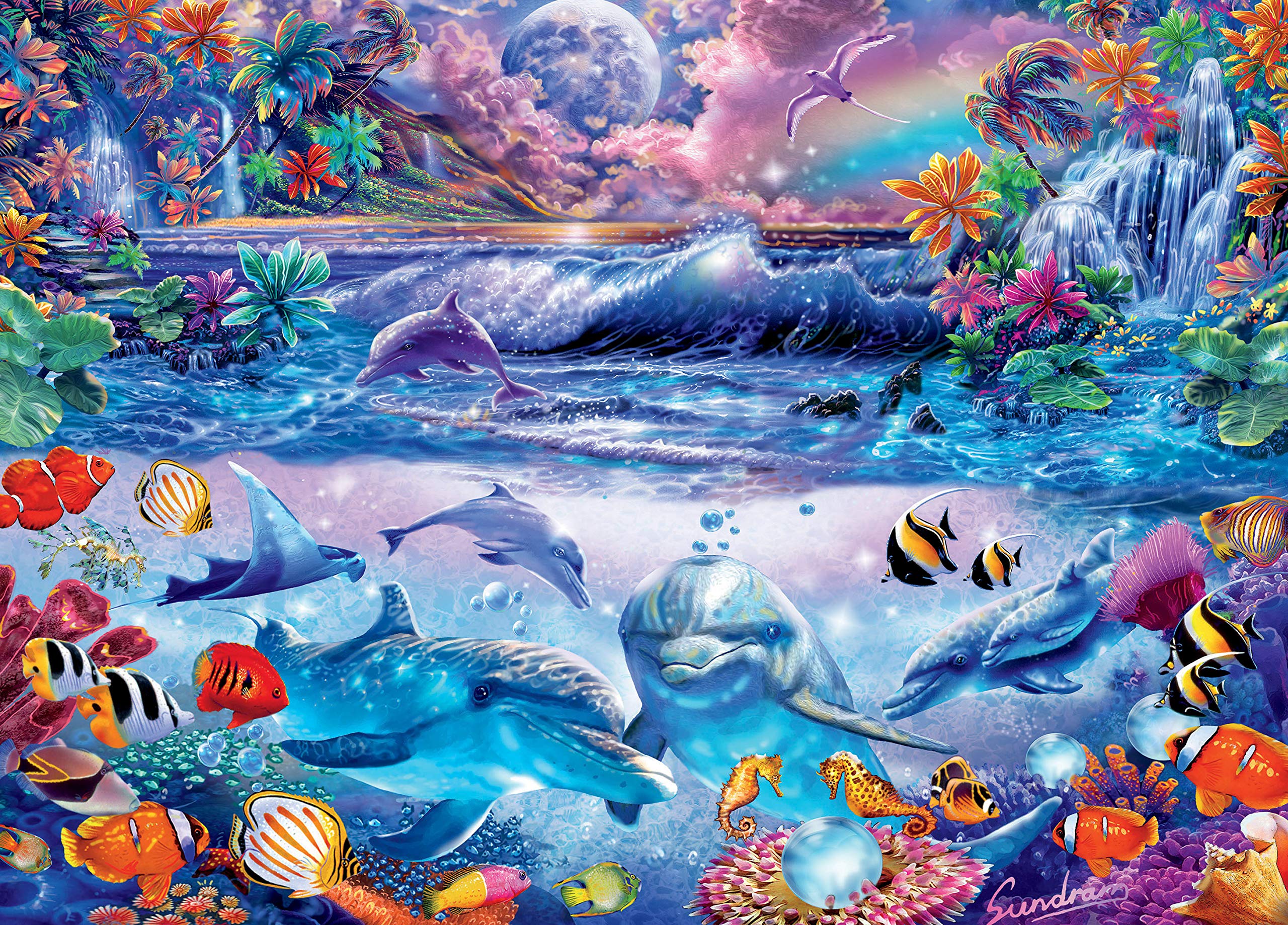 Ceaco - 8 in 1 Multipack - Seaside - (2) Round 300 Piece, (4) 550 Piece, (1) 750 Piece (1) 1000 Piece Jigsaw Puzzles