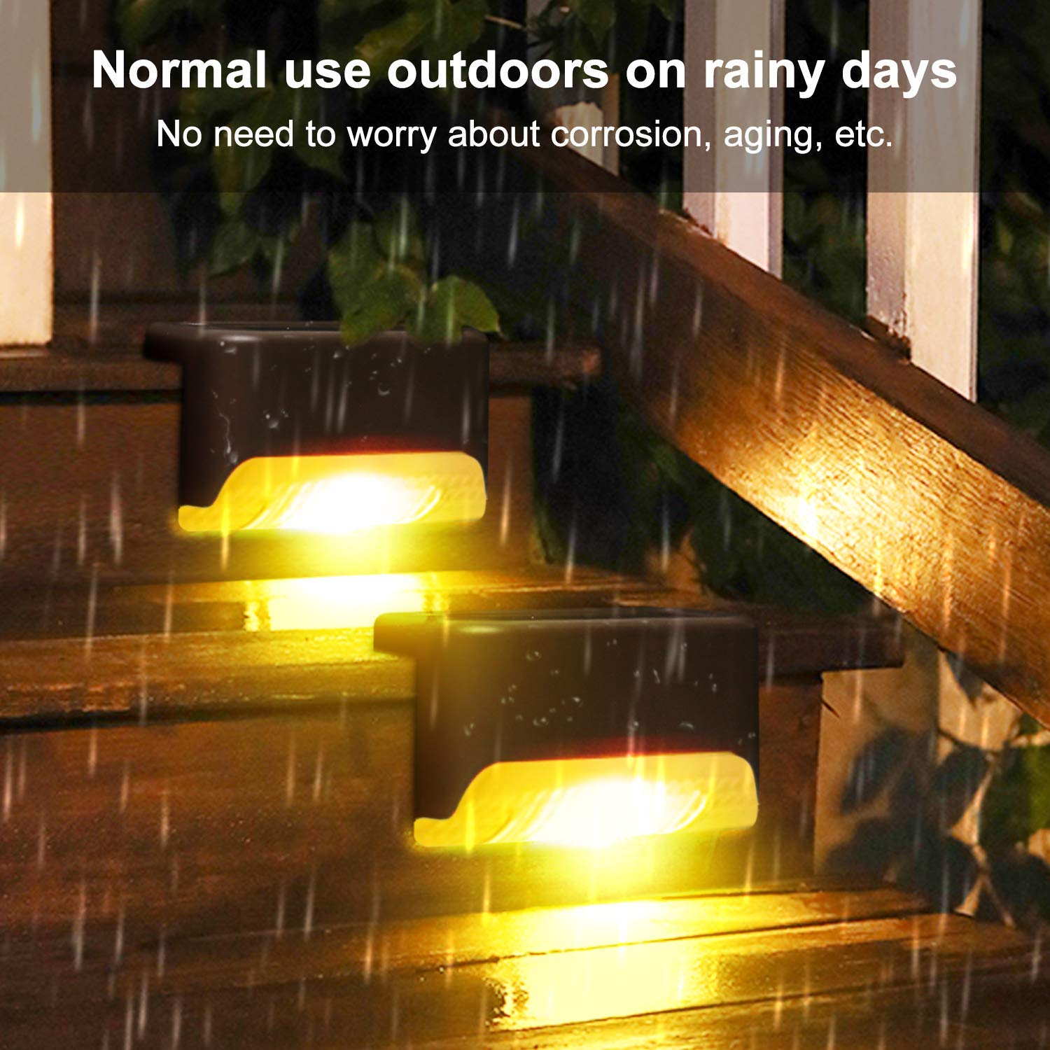 AOYOO Solar Deck Lights Outdoor, 8 Pack Fence Post Solar Lights, Solar Step Lights Outdoor Waterproof for Outdoor Pathway, Yard, Patio, Stairs, Step and Fences (Warm White)