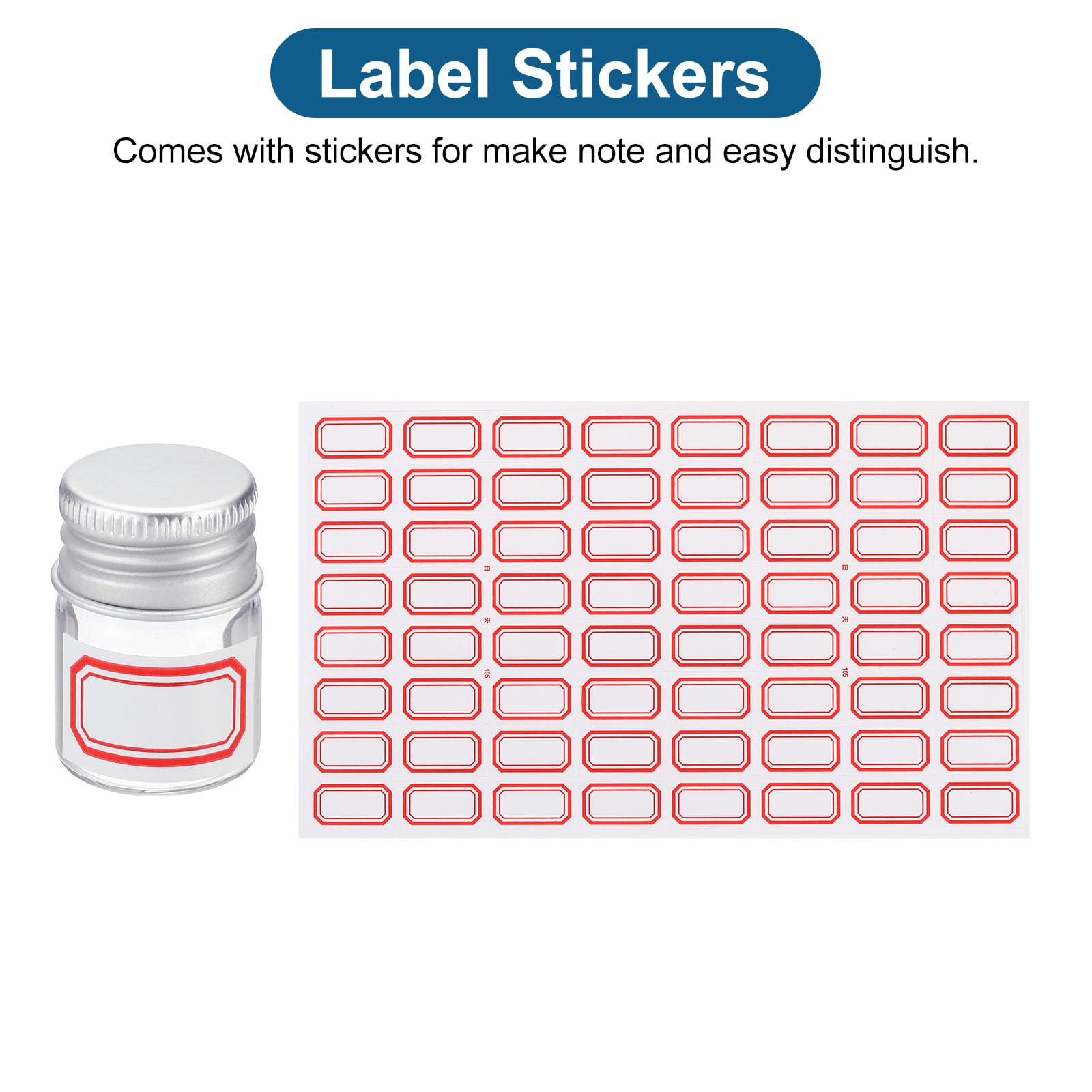 PATIKIL 5ml Clear Glass Vials, 50 Pack Small Liquid Sample Vial with Screw Caps Plastic Stoppers and 64 Labels Leak-Proof Bottles Empty Jars