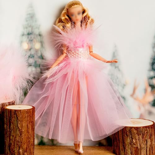 BAMOONBI Pink Doll Wedding Dress Ball Evening Gown - Latest Fashion Design Fashion Dolls Clothes and Accessories for 11.5 - 12 Inch Dolls (Doll Not Included)