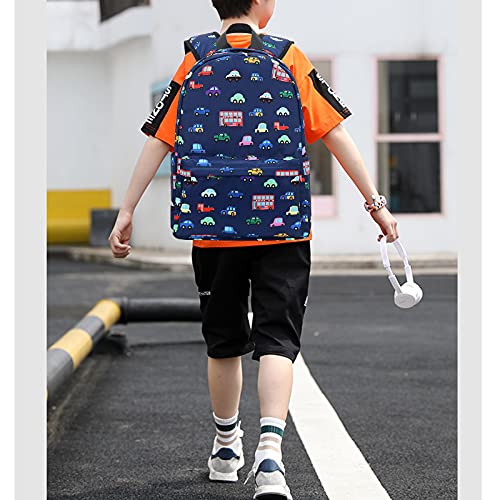 CAMTOP Backpack for Kids Boys Preschool Backpack with Lunch Box Toddler Kindergarten School Bookbag Set (Y057-2 Navy Blue/Car)