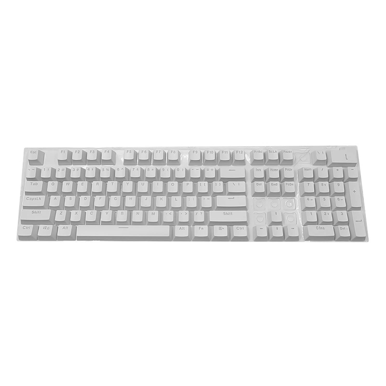 areclern 104 Pcs Keycaps for Gaming Mechanical Keyboard, Translucent Anti-Slip Profile Key Caps Accessories for Office White