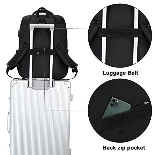 CAMTOP School Backpack College Laptop Backpacks with USB Charging Port 15.6 Inch Computer Bookbag for Women Girls(17 Inch, Black)