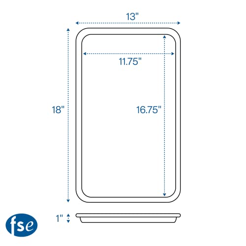 FSE Sheet Pan, Commercial Grade, 20-Gauge Aluminum, Bun Pan, 18" L x 13" W x 1-1/8" H (Half Size)