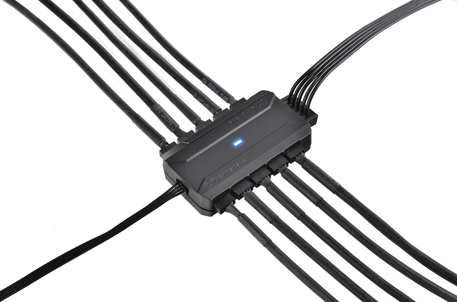 Thermaltake Commander FP SATA Powered 10 Port 4-Pin PWM Fan Hub AC-023-AN1NAN-A1, 3.2 x 1.7 x 0.7 inches