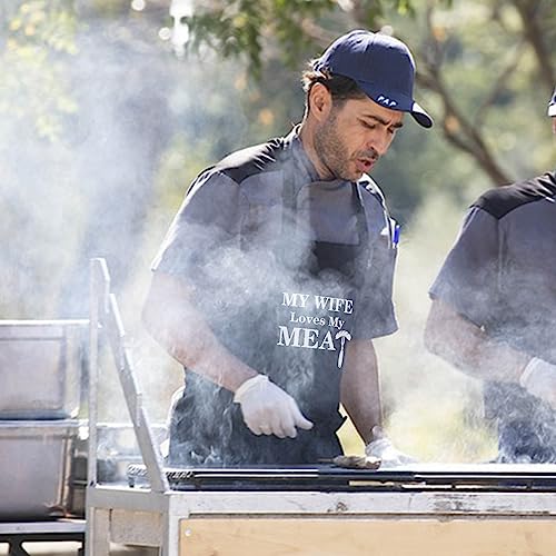 Funny Aprons for Men, Husband Birthday Gifts from Wife for Cooking Grilling BBQ, Gag Gifts for Men, Kitchen Apron for Chef Dad