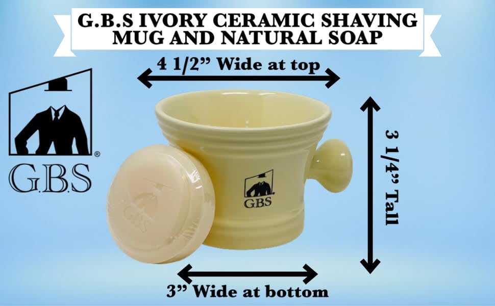 G.B.S Stylish Shaving Set - Shave Ready Straight Razor, Honing Sharpening Strop, Straight Razor Leather Case, Ceramic Mug Brush with Stand, Alum, Shaving Soap & Strop Paste, Ivory