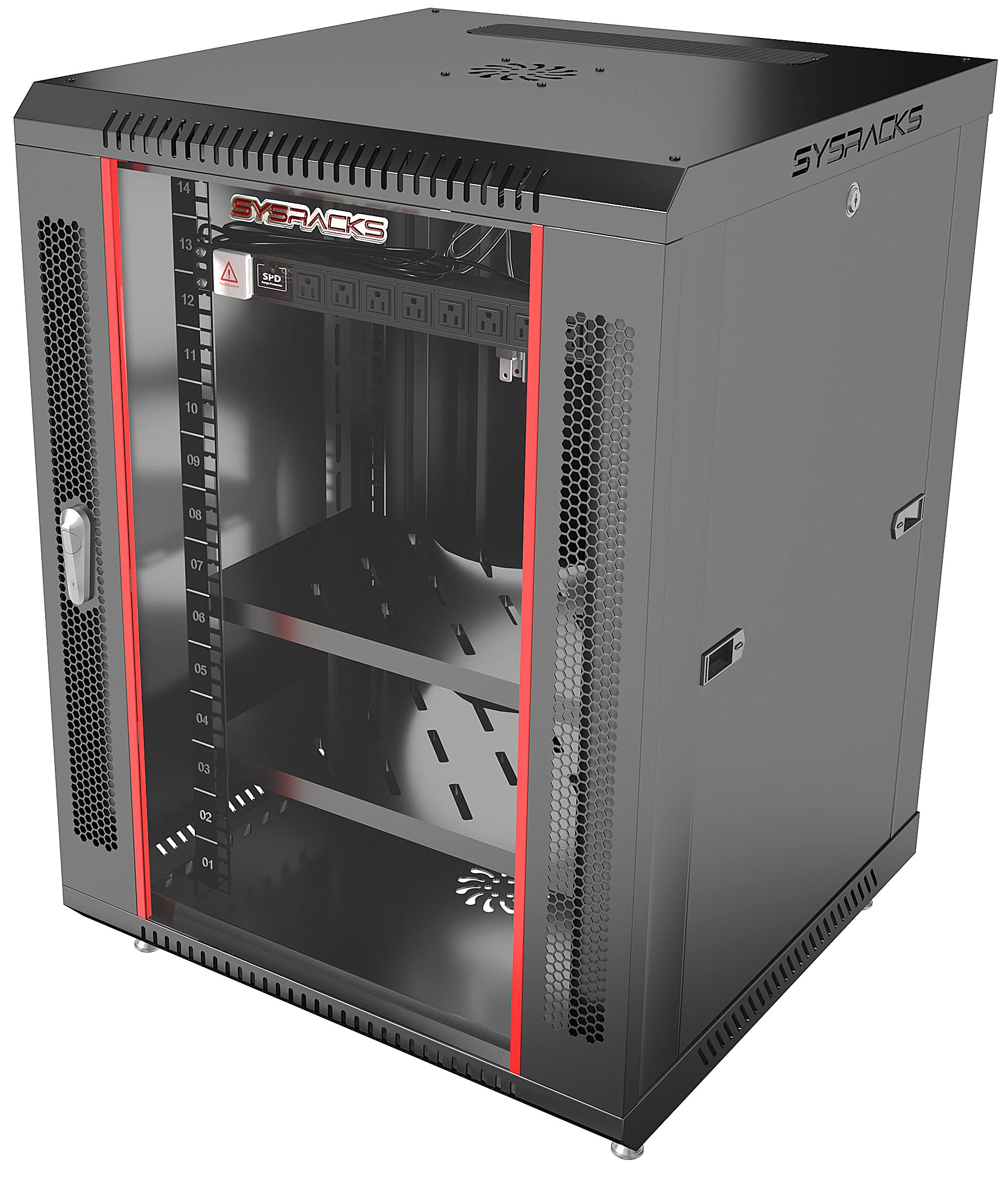Server Rack - Wall Mount Network Enclosure - Locking Wall IT Cabinet - 19 Inch Rack Av Audio Video Rack Lockable Cabinet Network Rack - Powerbar - Shelf - Fan - Feet (15U (24" w x24 d x30 h))