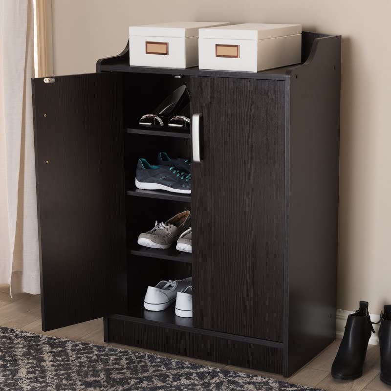 CLoxks Shoes Cabinet Brown Shoe Cabinet ,One Convenient top Shelf,Assembly Required, Entry Foyer Cabinet entryway Show Cabinet