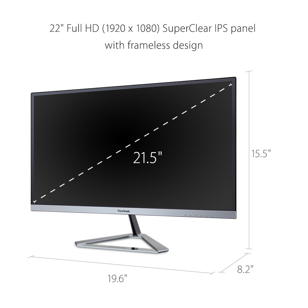 ViewSonic VX2276-SMHD 22in IPS 1080p Frameless LED Monitor HDMI, DisplayPort (Renewed)