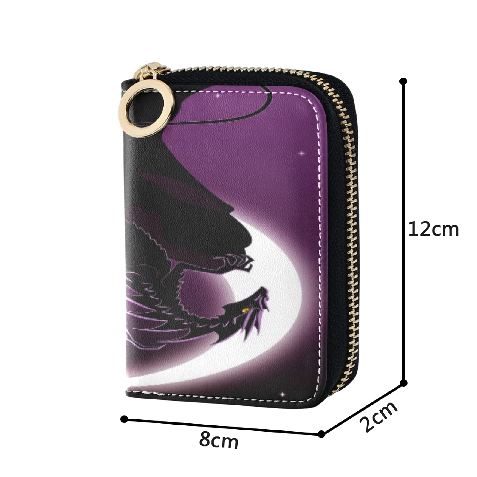 Dragon Grey Credit Card Coin wallet, RFID Blocking Compact Women Leather Card Holder, Key Change Organizer, Zipper Purse Clutch Pouch Pocket
