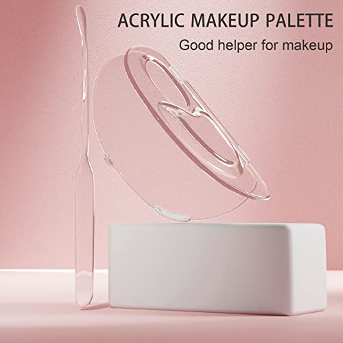 Anohuyho Acrylic Makeup Mixing Palette with Felt Bag, Liquid Foundation Storage Trial Makeup Facial Palette, Transparent spatula tool for Cosmetic Pigment Blending(YM)