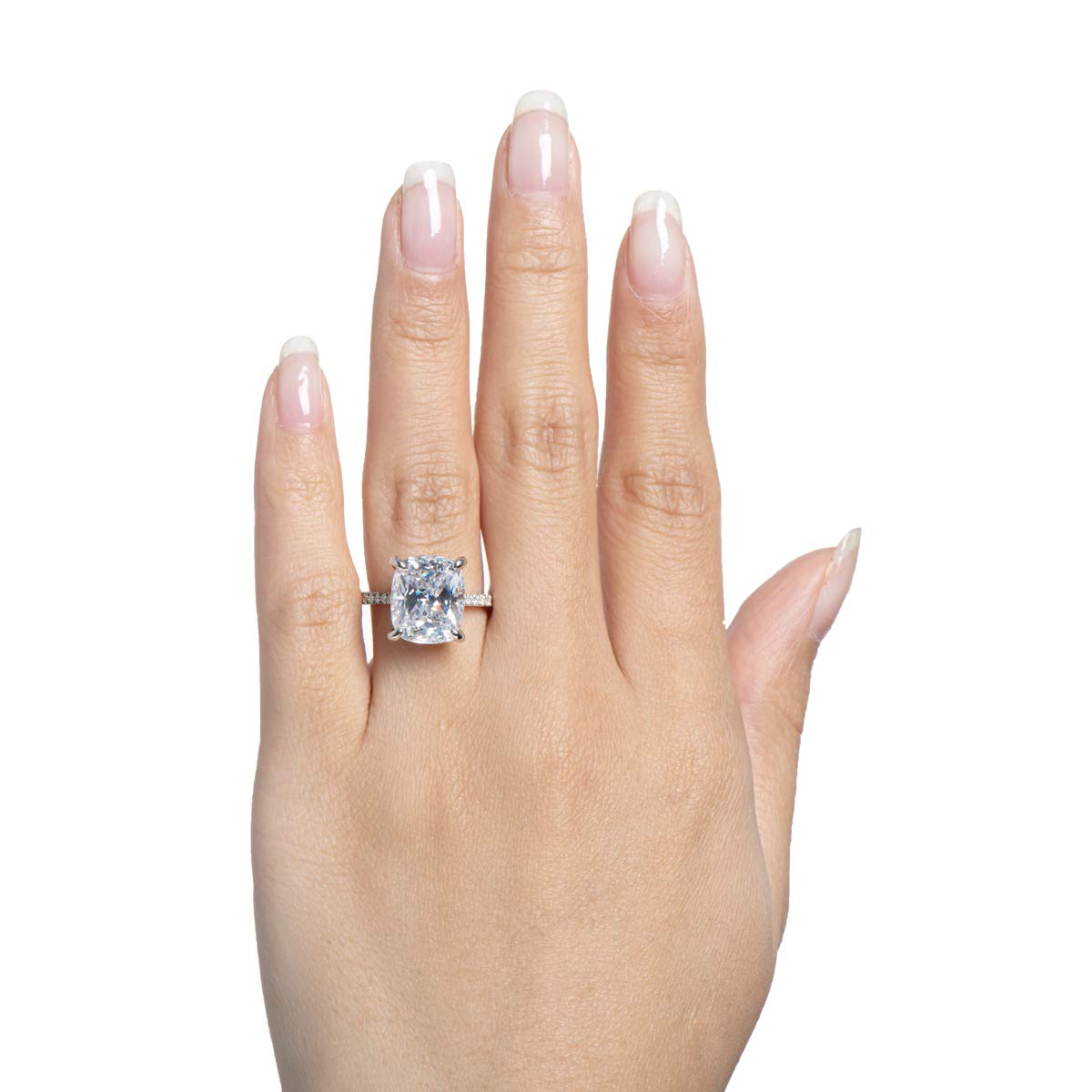 AINUOSHI 6 Carat Clear Cushion Cut CZ Cubic Zirconia Solitaire Wedding Engagement Ring 925 Sterling Silver