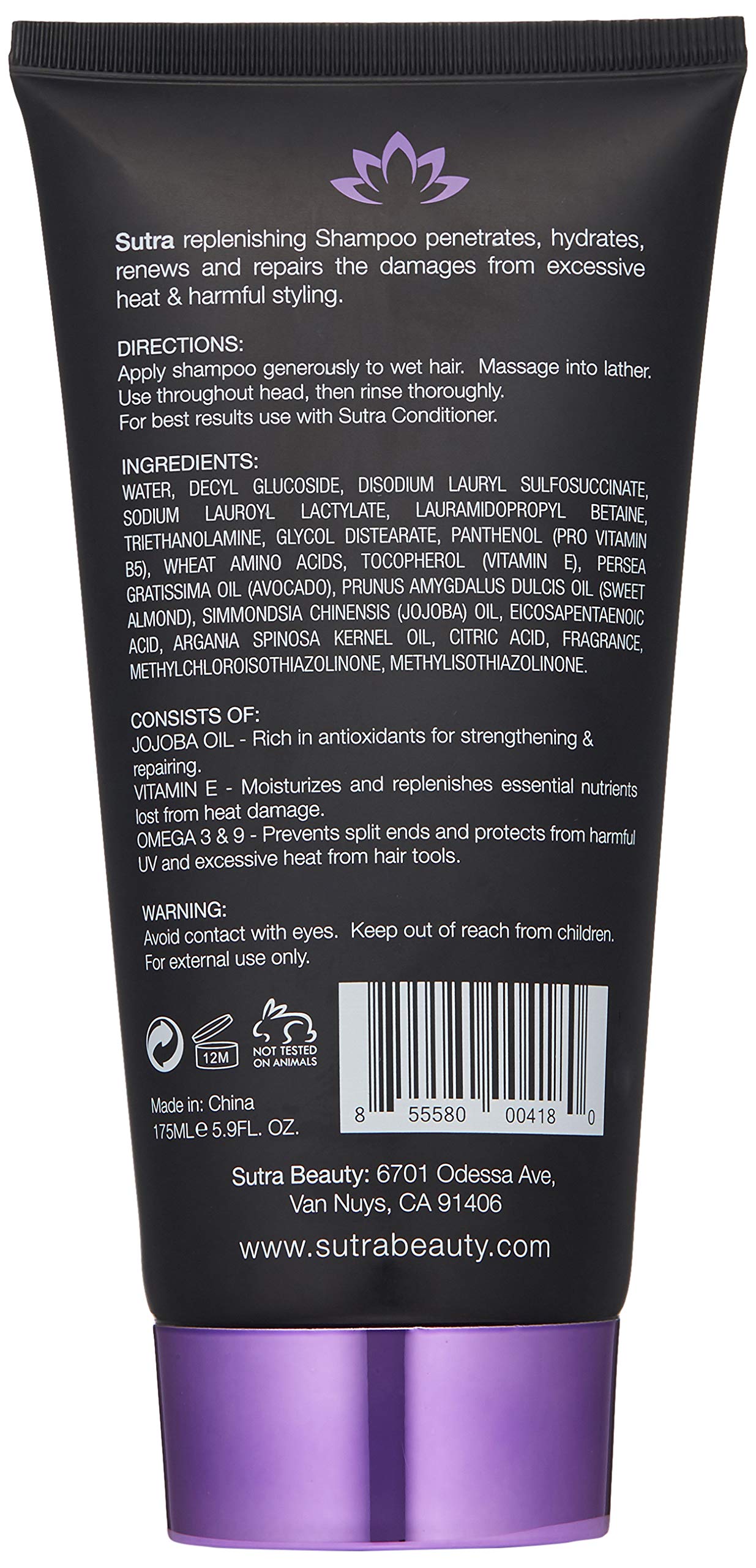 SUTRA Professional Moroccan Shampoo - Moisturizing Shampoo for Dry and Color Treated Hair, Paraben Free, Jojoba and Vitamin E Oil, 5.9 Fl Oz