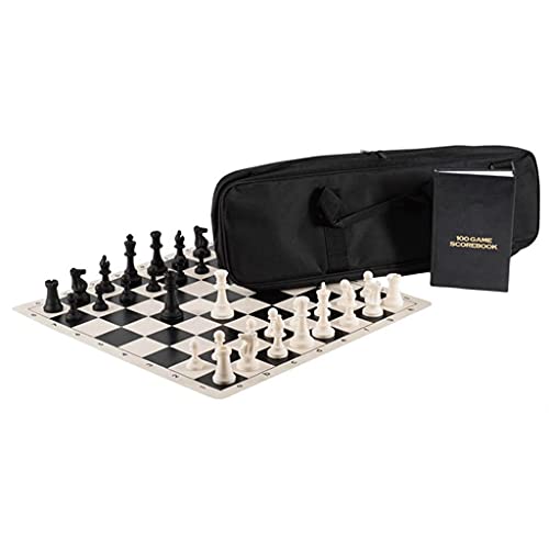 HJHJ Chess Game Tournament Roll-Up Chess Set with Travel Bag Silicone Rubber Checkerboard Chess Record Book Chess Piece for Kids Chess Gifts (Colorf : Black)