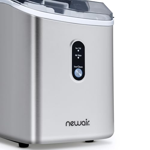 Newair Nugget Countertop Ice Maker Machine | 26 lbs. | Sonic Ice Maker in Stainless Steel, Self-Cleaning Function, Refillable Water Tank, Perfect Canes Ice for Kitchens, Offices, Home Coffee Bars