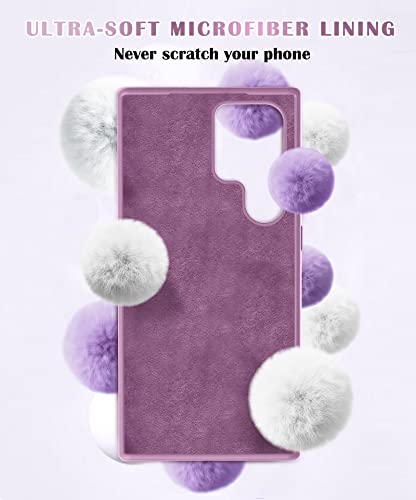 BANLEA for Samsung Galaxy S23 Ultra Case with Camera Lens Protector, Liquid Silicone Protective Shockproof Hard Phone Case, [Anti-Scratch] Soft Microfiber Lining for 5G 6.8 Inch 2023 - Purple