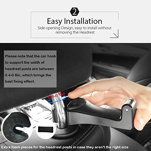 OCUBE Car Hooks Car Seat Back Hooks with Phone Holder, (2 Pack) Universal Vehicle Car Headrest Hooks Hanger with Lock and Phone Bracket for Holding Phones and Hanging Bag, Purse, Cloth, Grocery-Black