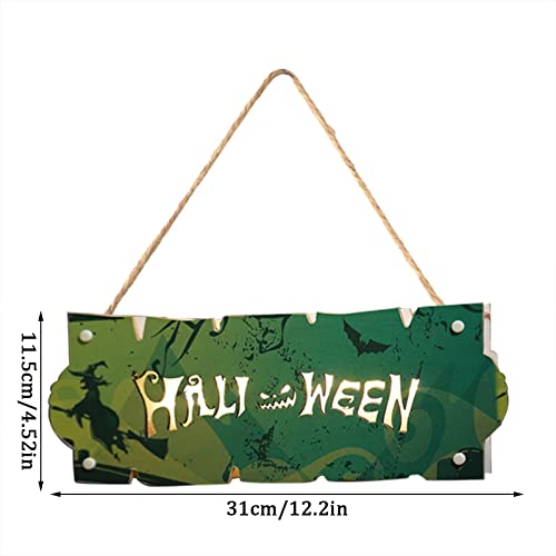 FRAKYEN Welcome Sign for Front Door Halloween Hanging Decoration Halloween House Sign Atmosphere Night Light Wall Crafts Decoration Wooden Pendant