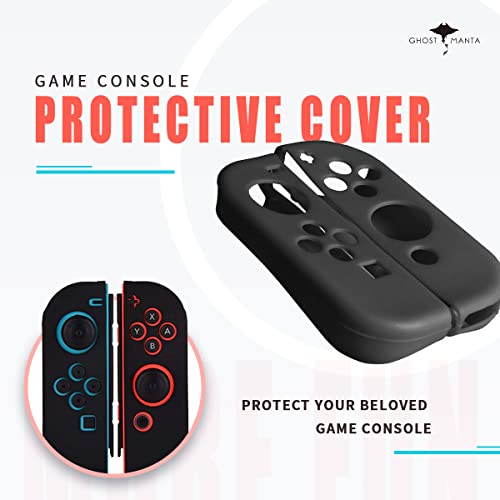 Ghost Manta 13 in 1 Accessories Kit Compatible with Nintendo Switch Earphone, Carry Bag, Tempered Glass, Game Card Storage, 2 Silicon Case, 4 Thumb Grips