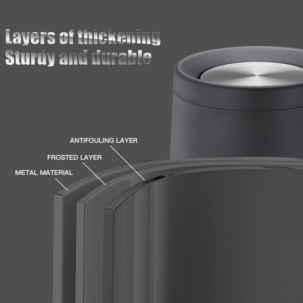 BRIEFHUMAN Household Swing Black Bathroom Trash Can,Brushed Stainless Steel,10 L/3 Gallen,Garbage Can with Flipping Lid, for Indoor or Commercial Use, Kitchen,Modern,Living Room,Bedroom