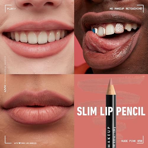 NYX PROFESSIONAL MAKEUP Slim Lip Pencil, Long-Lasting Creamy Lip Liner - Nude Pink