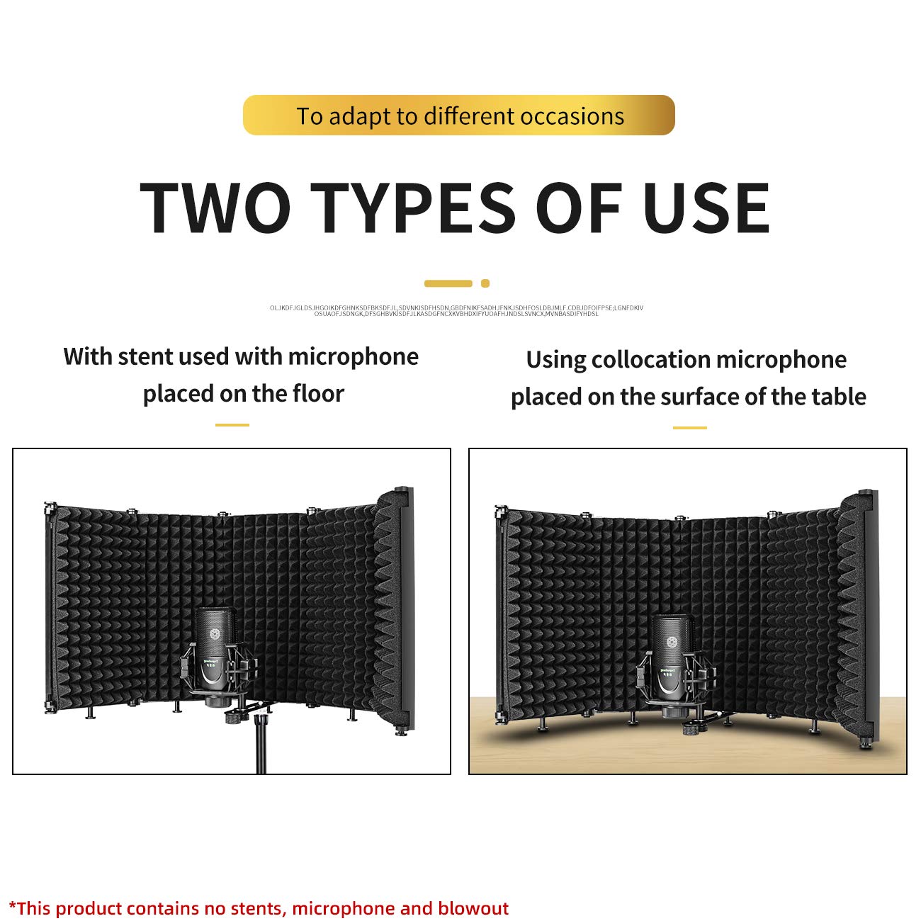 Depusheng 5 Panel Foldable Studio Microphone Isolation Shield Recording Sound Absorber Foam Panel