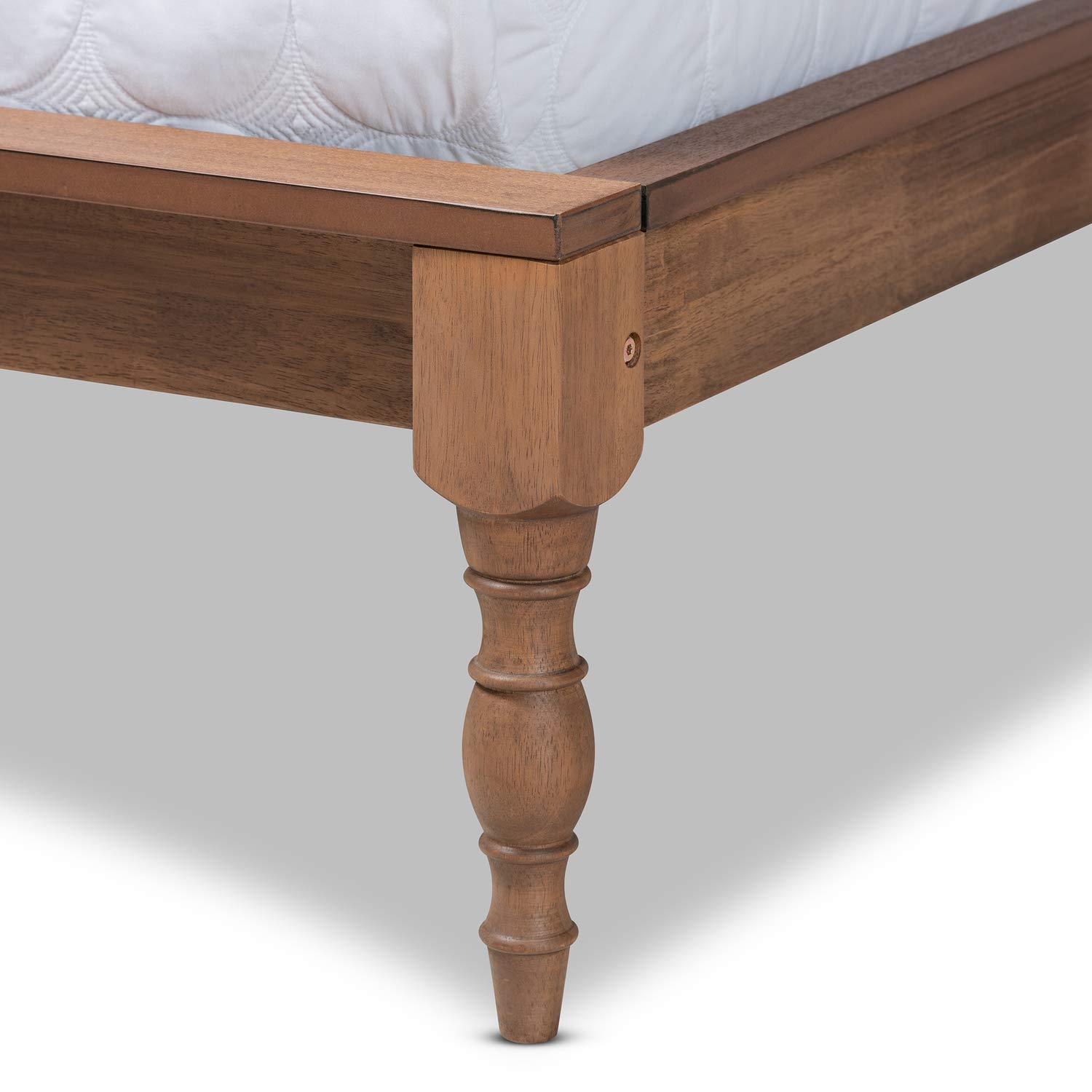 Baxton Studio Romy Vintage French Inspired Ash Wanut Finished Full Size Wood Bed Frame