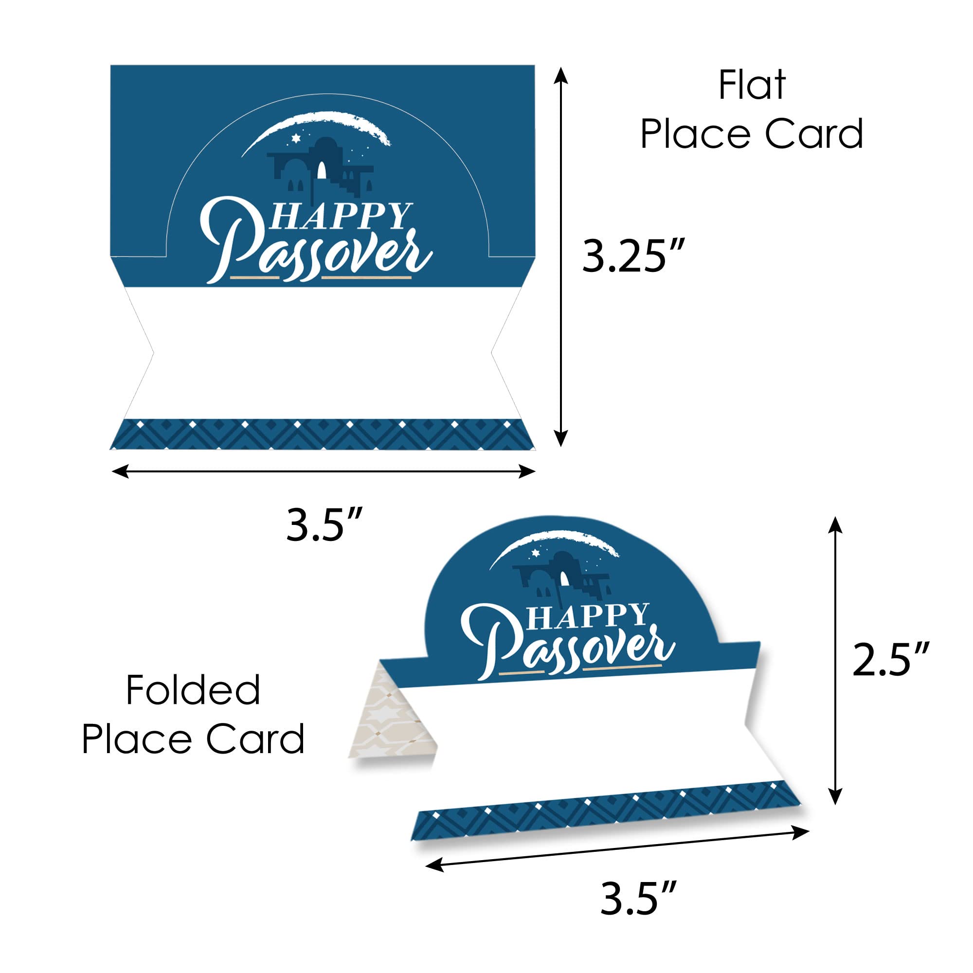 Big Dot of Happiness Happy Passover - Pesach Jewish Holiday Party Tent Buffet Card - Table Setting Name Place Cards - Set of 24