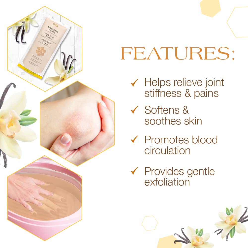 GiGi Paraffin Wax, Sweet Vanilla Paraffin Bath Wax With Spa Quality Finish, with Cocoa Bean and Soybean Extracts, 16 Oz.