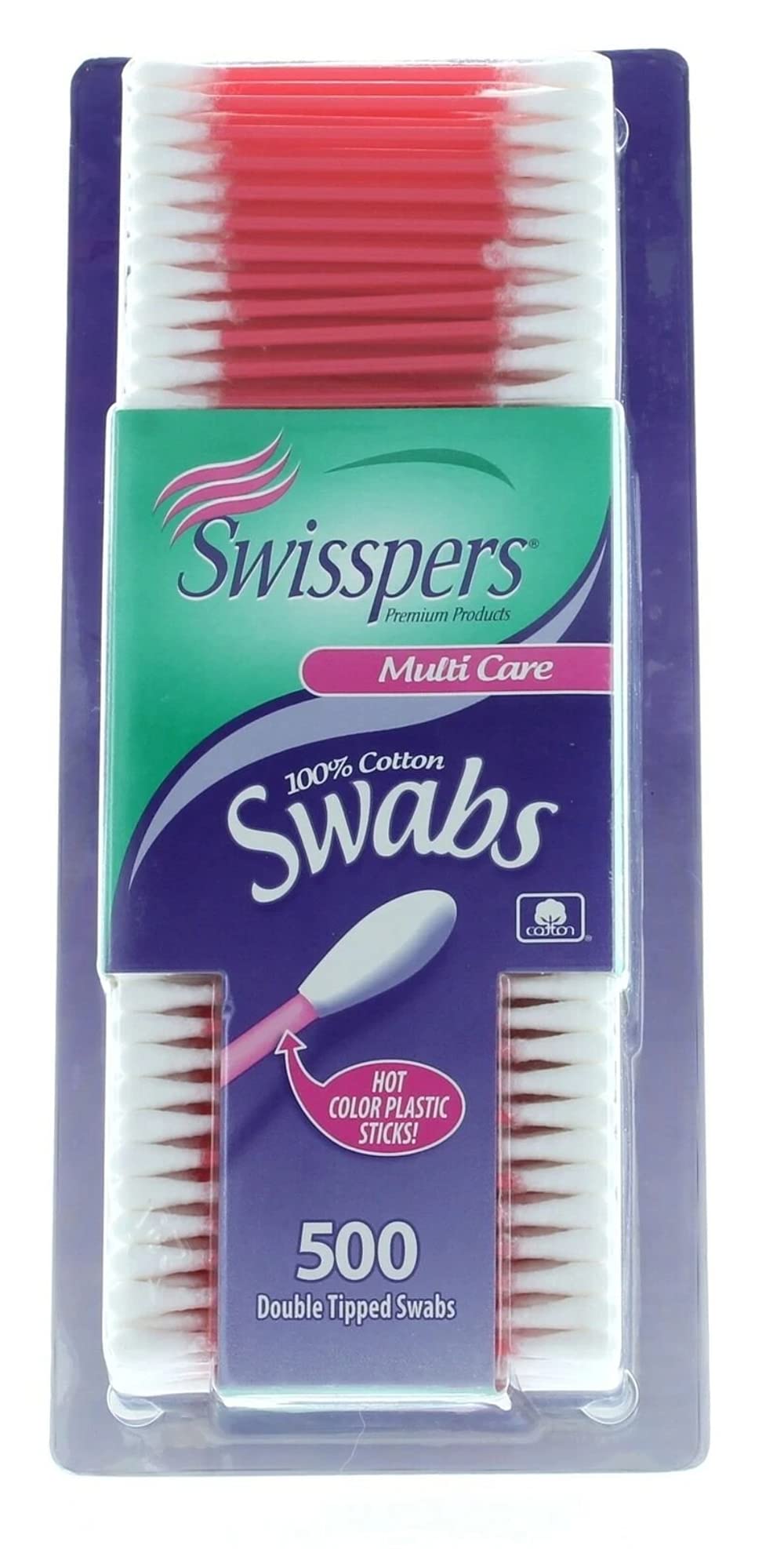 Swisspers Double Tipped Cotton Swabs 500 ea (Pack of 2)
