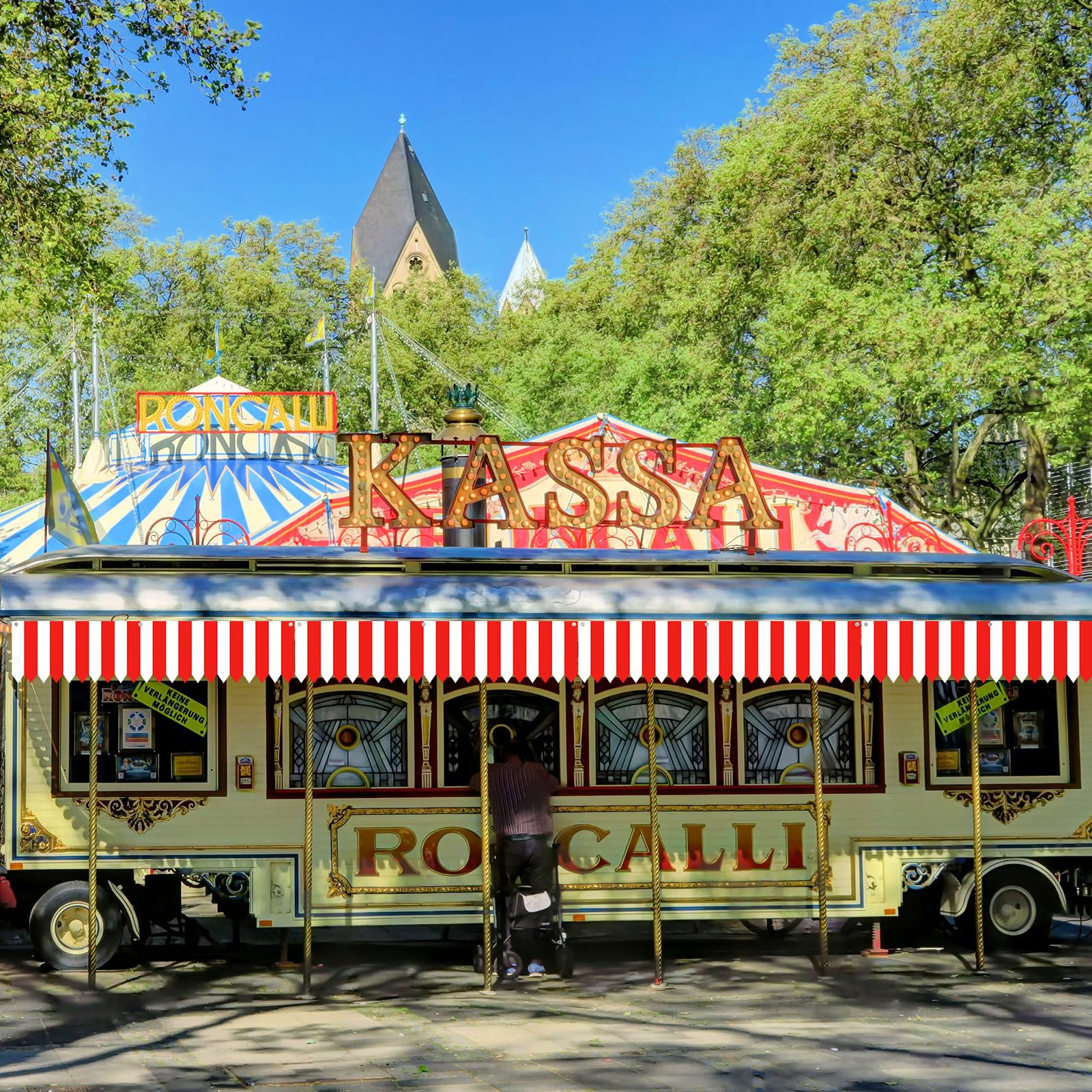 SmoothNovelty Carnival Tent Circus Theme Party Decorations White and Red Striped Circus Awning Decor 3D Awning Circus Tent Canopy for Mardi Gras Carnival Theme Party Decor, 9.84 x 78.74 Inch (3 Pcs)
