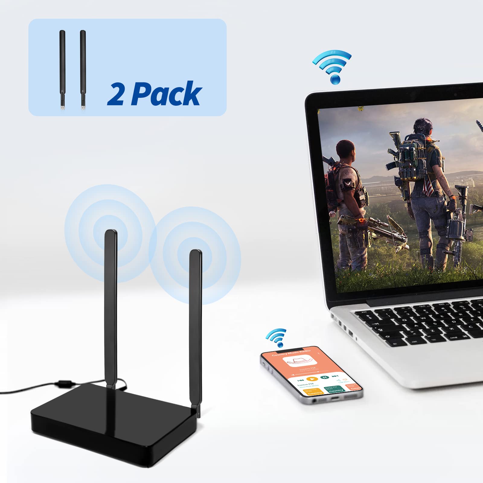 Bingfu SMA Male 4g LTE Antenna 6dBi (2-Pack) Compatible with Verizon AT&T T-Mobile Sprint 4G LTE Wireless Router CPE Hotspot IoT Gateway Modem Cellular Trail Camera