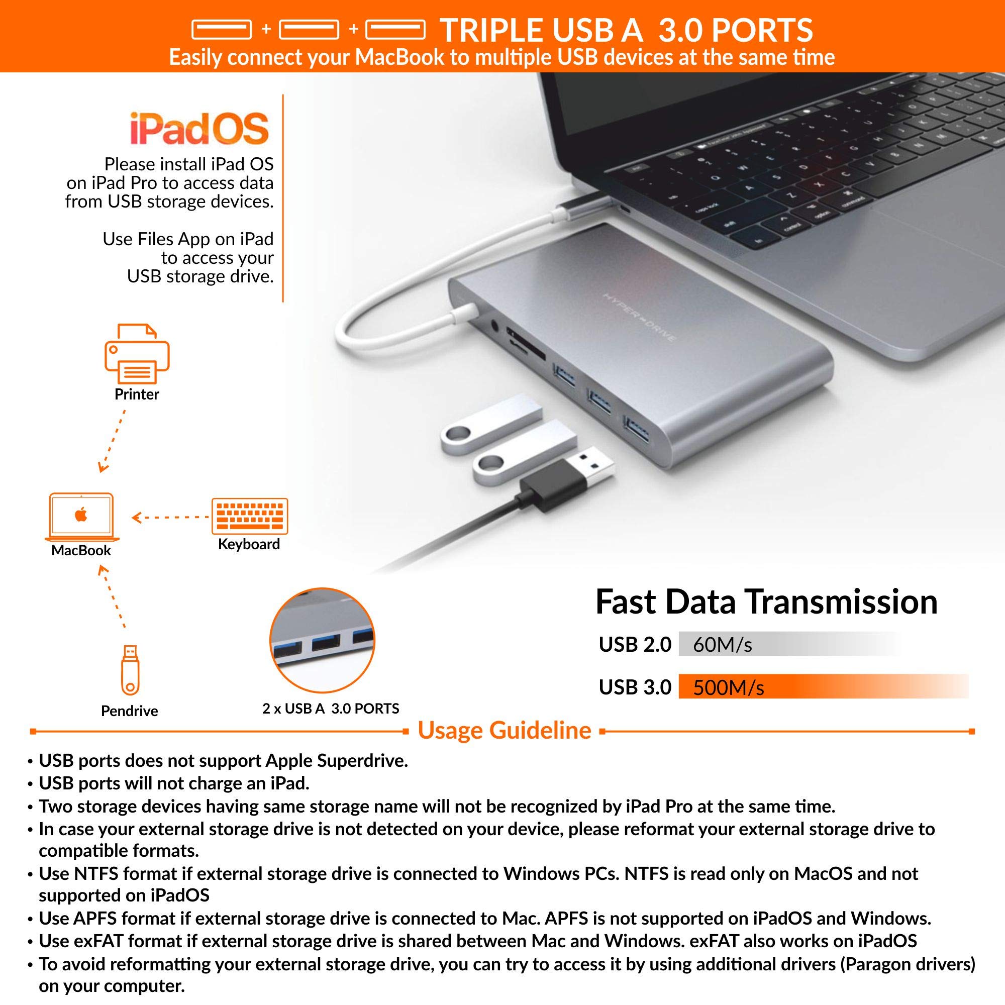 HyperDrive Ultimate 11-in-1 USB C Hub - Type-C Adapter for MacBook Pro/PC, USB-C Devices, HyperDrive USB C Hub w/PD Charging, 5Gbps Data, 4K HDMI, 3xUSB 3.1, VGA, Ethernet Docking Station