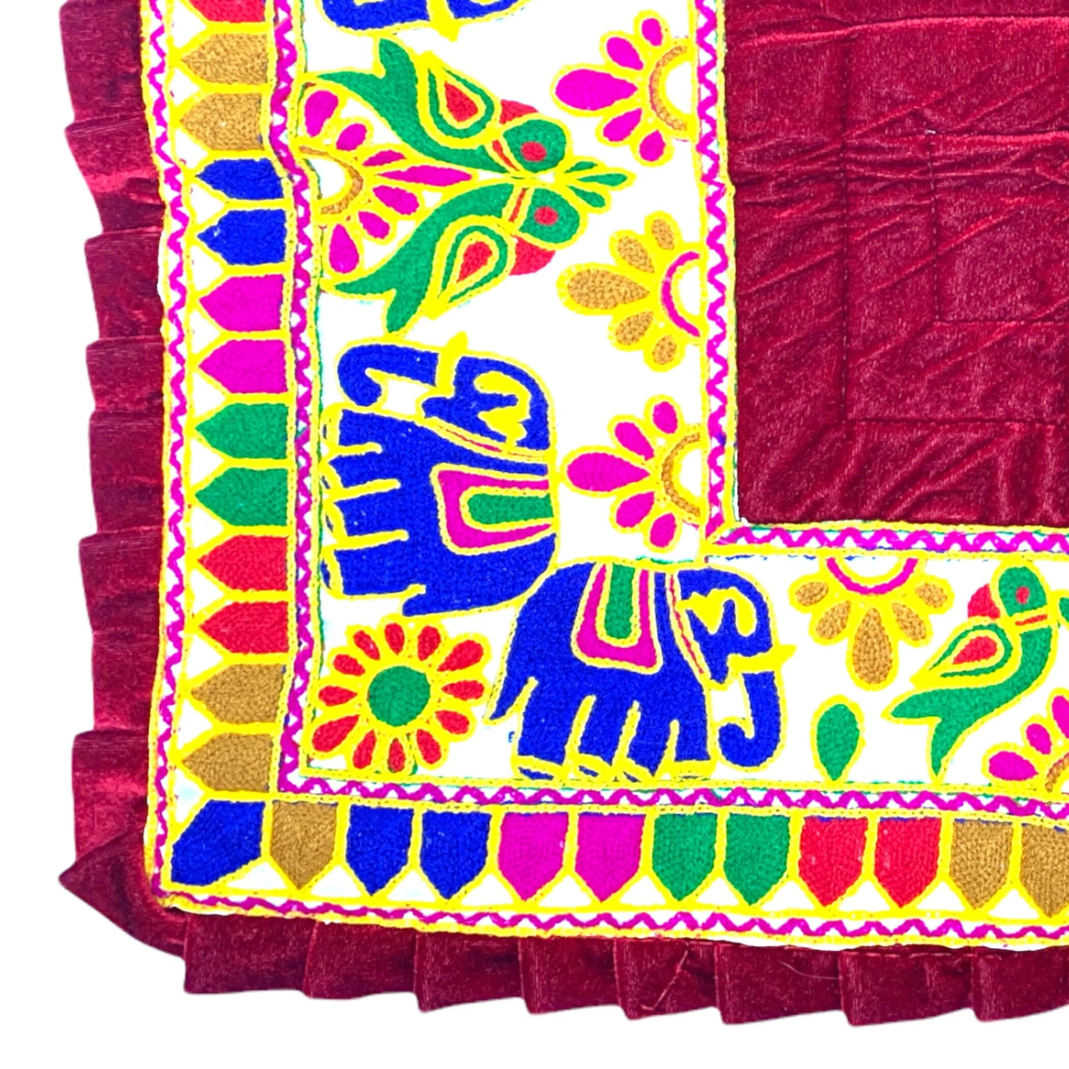 LOVENSPIRE Elephant Pooja Aasan Rug Velvet Prayer Mat Meditation Multipurpose Aasan for Ganesh Pooja Diwali Pooja Mandir and Festive Decor Diwali Decoration Housewarming Gift