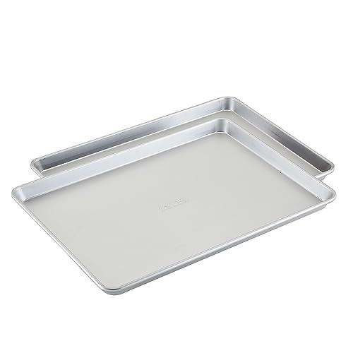 Anolon Pro Aluminized Steel Bakeware Half Sheet Baking Set/Cookie Pans, Two 13-Inch x 18-Inch, Silver