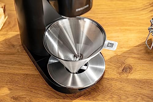 ZWILLING Pour Over Coffee Maker, 16 oz, 1-4 cups, 18/10 Stainless Steel Sustainable and Reusable Filter, Easy-To-Grip Handle with Anti-Slip Bottom Plate, Dishwasher safe